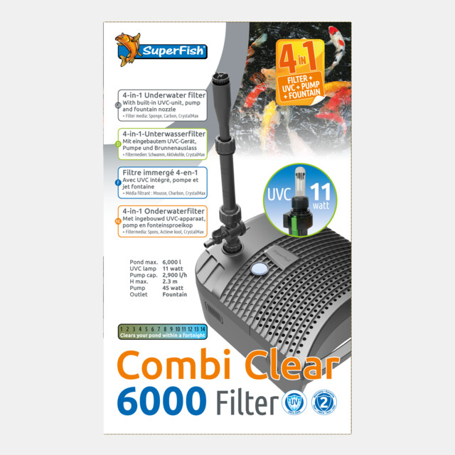 Filtru iaz Combi Clear 6000 – UVC integrat, fântână reglabilă